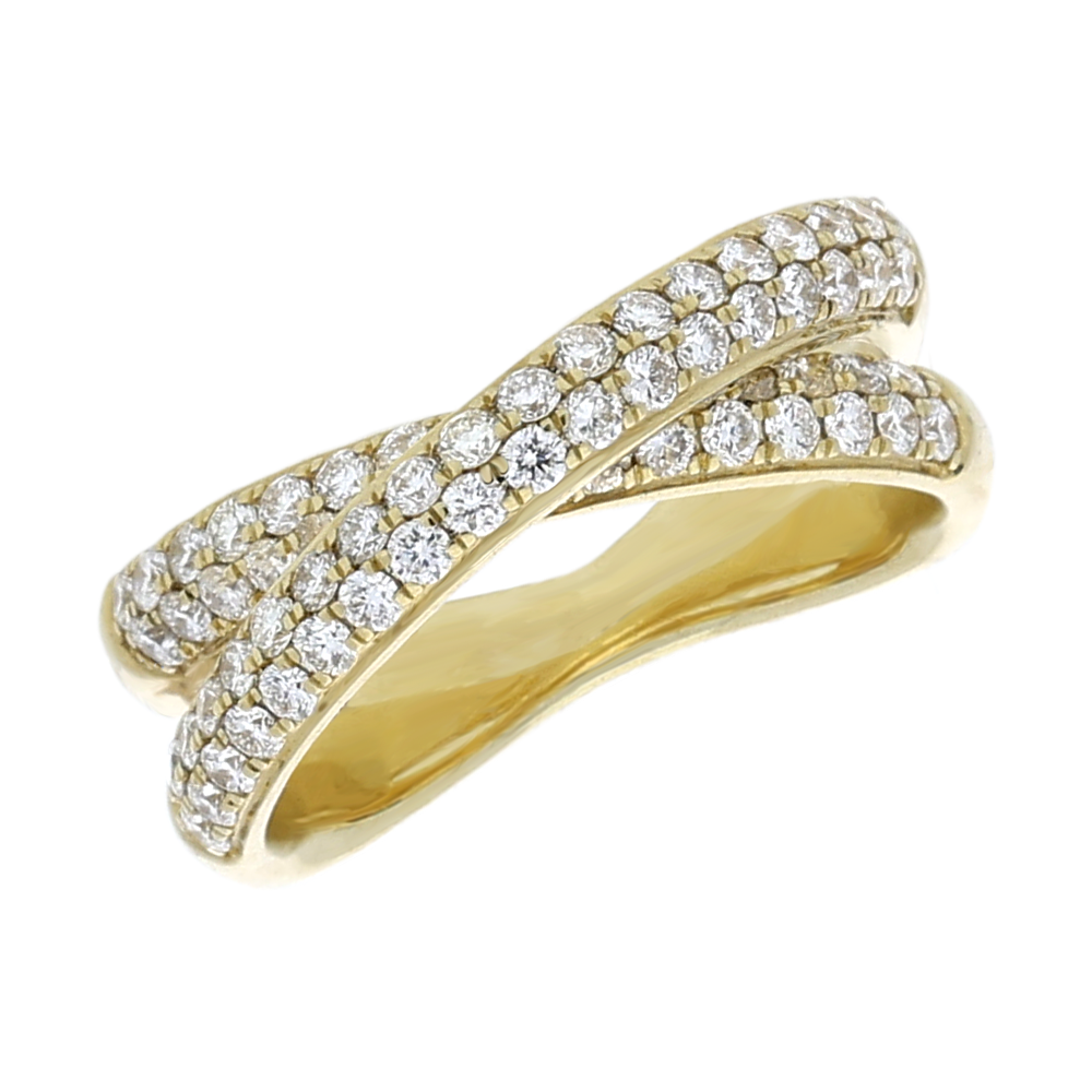 18ct Yellow Gold Diamond Pave Crossover Ring – Keanes Jewellers