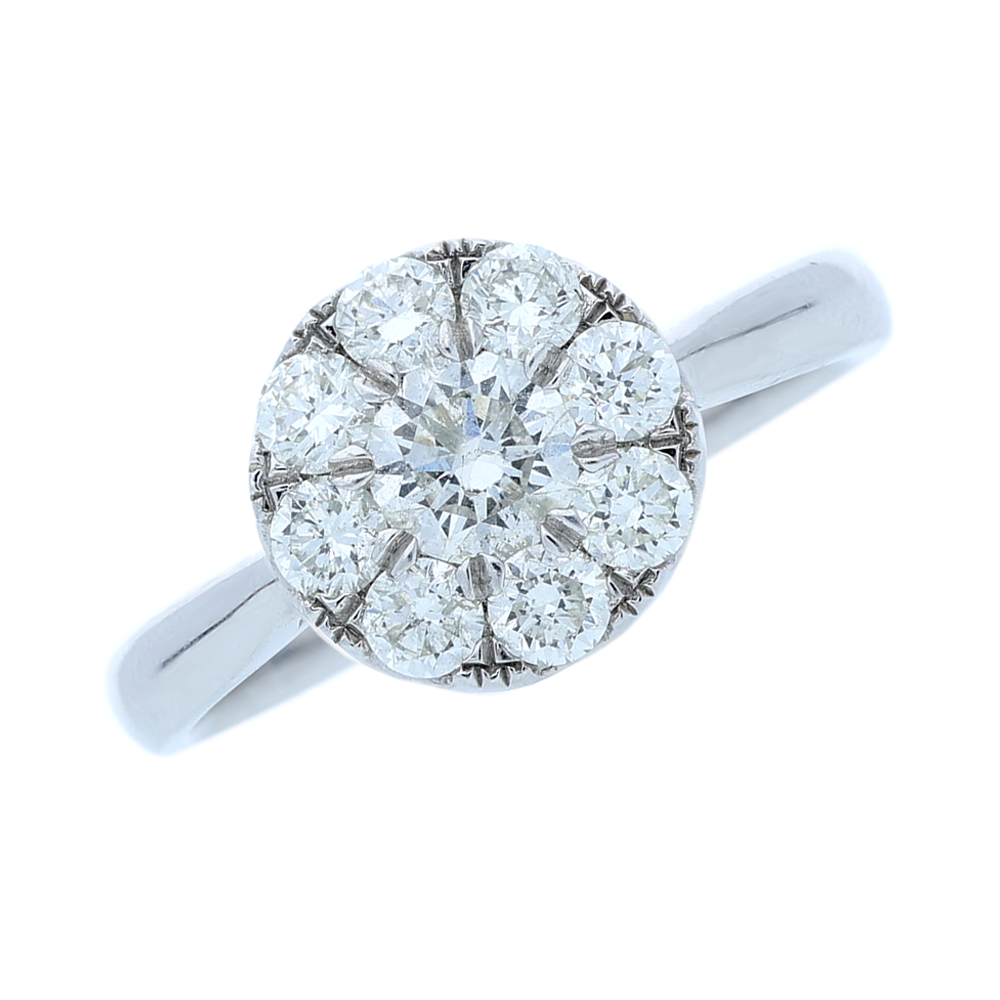 Platinum Round Nine Diamond Cluster Engagement Ring – Keanes Jewellers