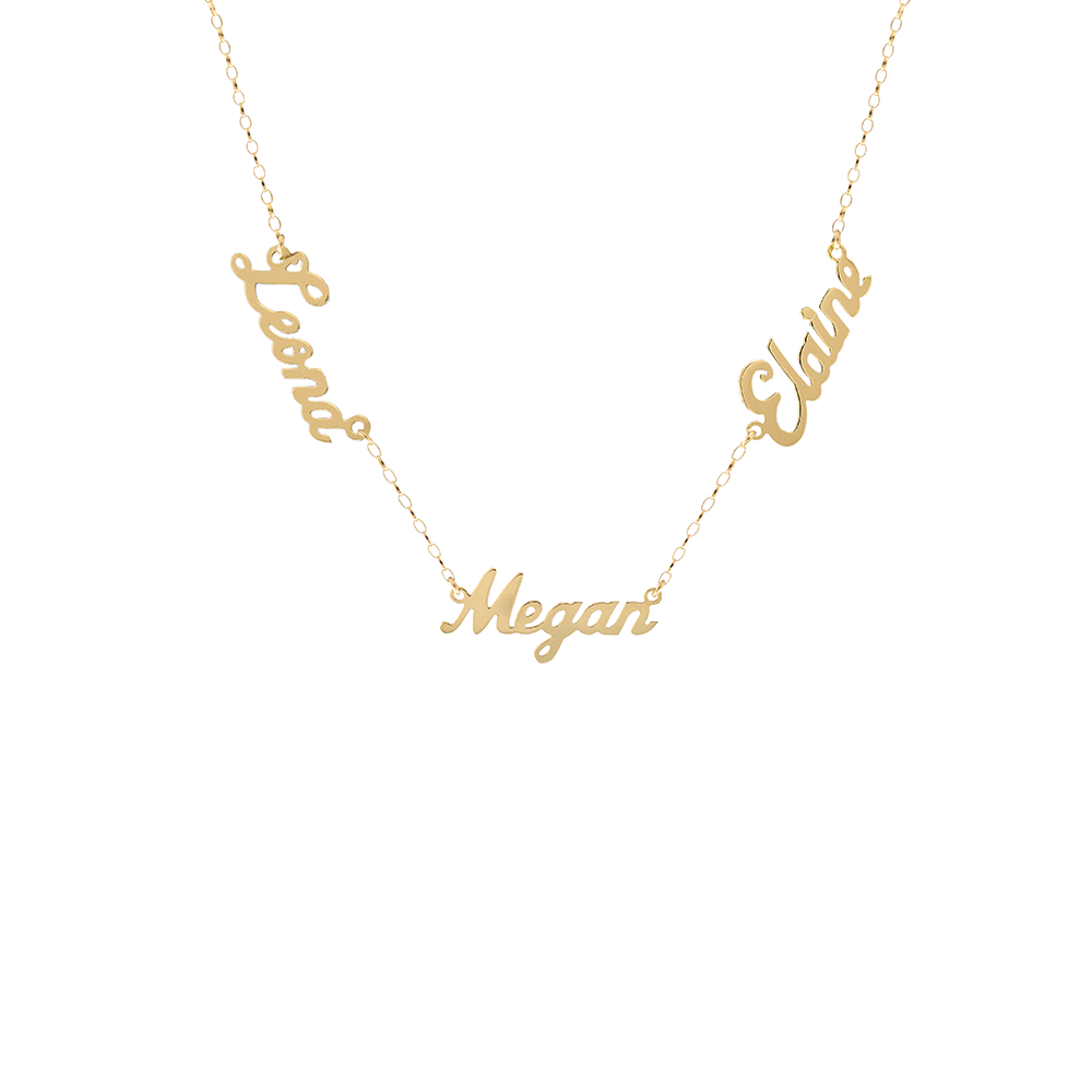 9ct Yellow Gold Nameplate Necklace - Three Names – Keanes Jewellers