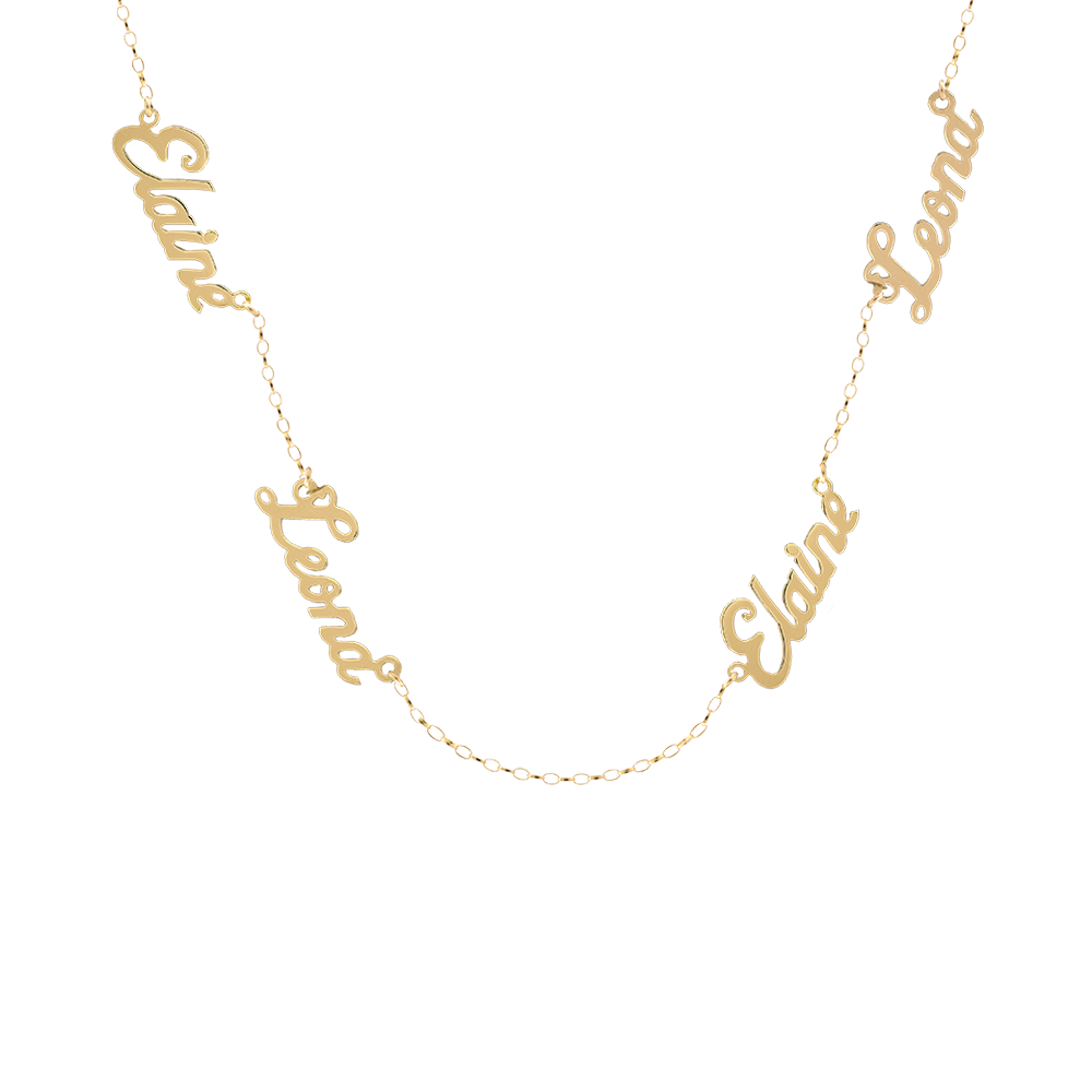 9ct Yellow Gold Nameplate Necklace - Four Names – Keanes Jewellers