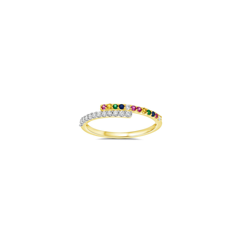 9ct Yellow Gold Rainbow Gemstones and Diamond Ring – Keanes Jewellers