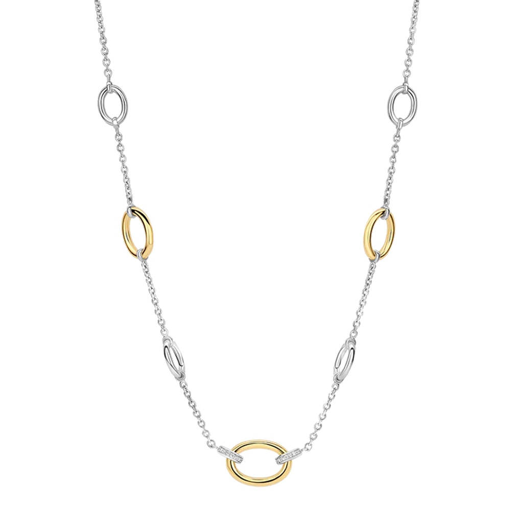 Ti Sento Two Tone Open Oval Chain Necklace – Keanes Jewellers