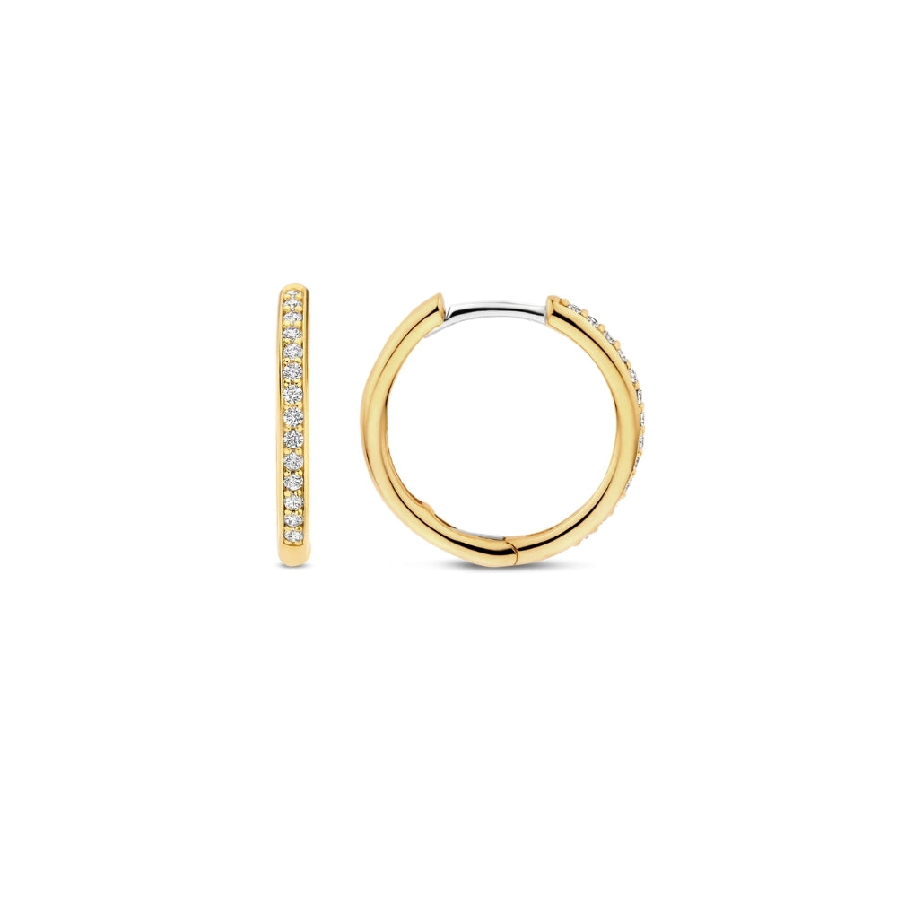 Ti Sento Medium Gold Plated CZ Hoop Earrings – Keanes Jewellers