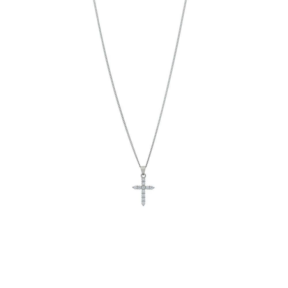 Sterling Silver CZ Small Cross & Chain – Keanes Jewellers