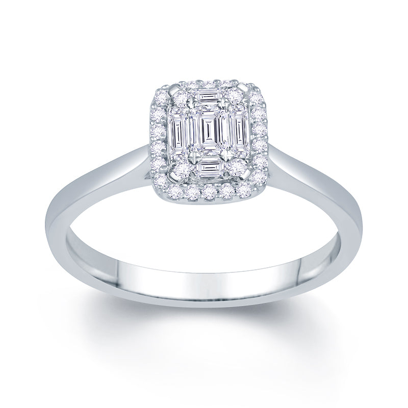 Platinum Emerald Cut Cluster .25ct Diamond Ring – Keanes Jewellers