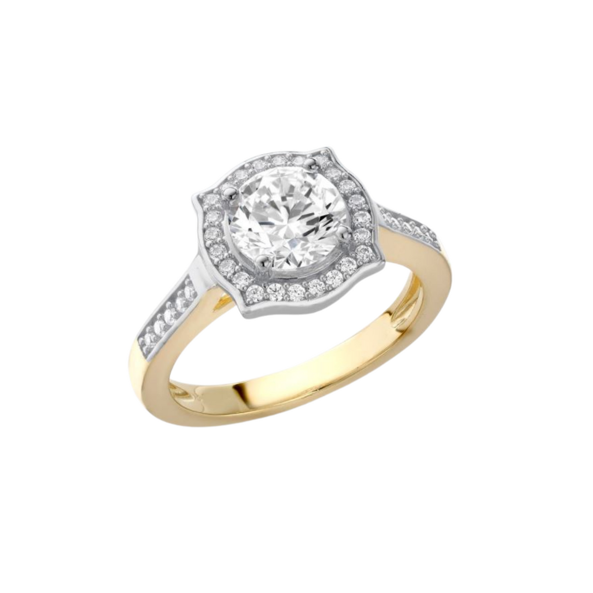 9CT White Gold CZ Shoulder Detail Pointed Halo Ring. – Keanes Jewellers